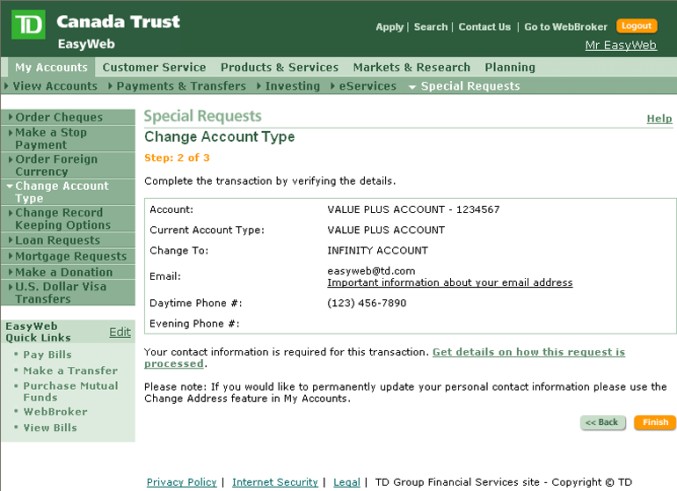 EasyWeb Tour - Personal Banking - Change Account Type EasyWeb Tour - Personal Banking - Change Account Type
